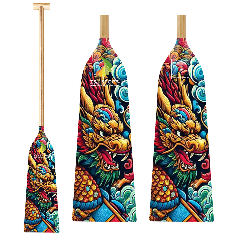 ZJ Wooden Dragon Boat Paddle With Fiberglass Reinforcement IDBF Approv