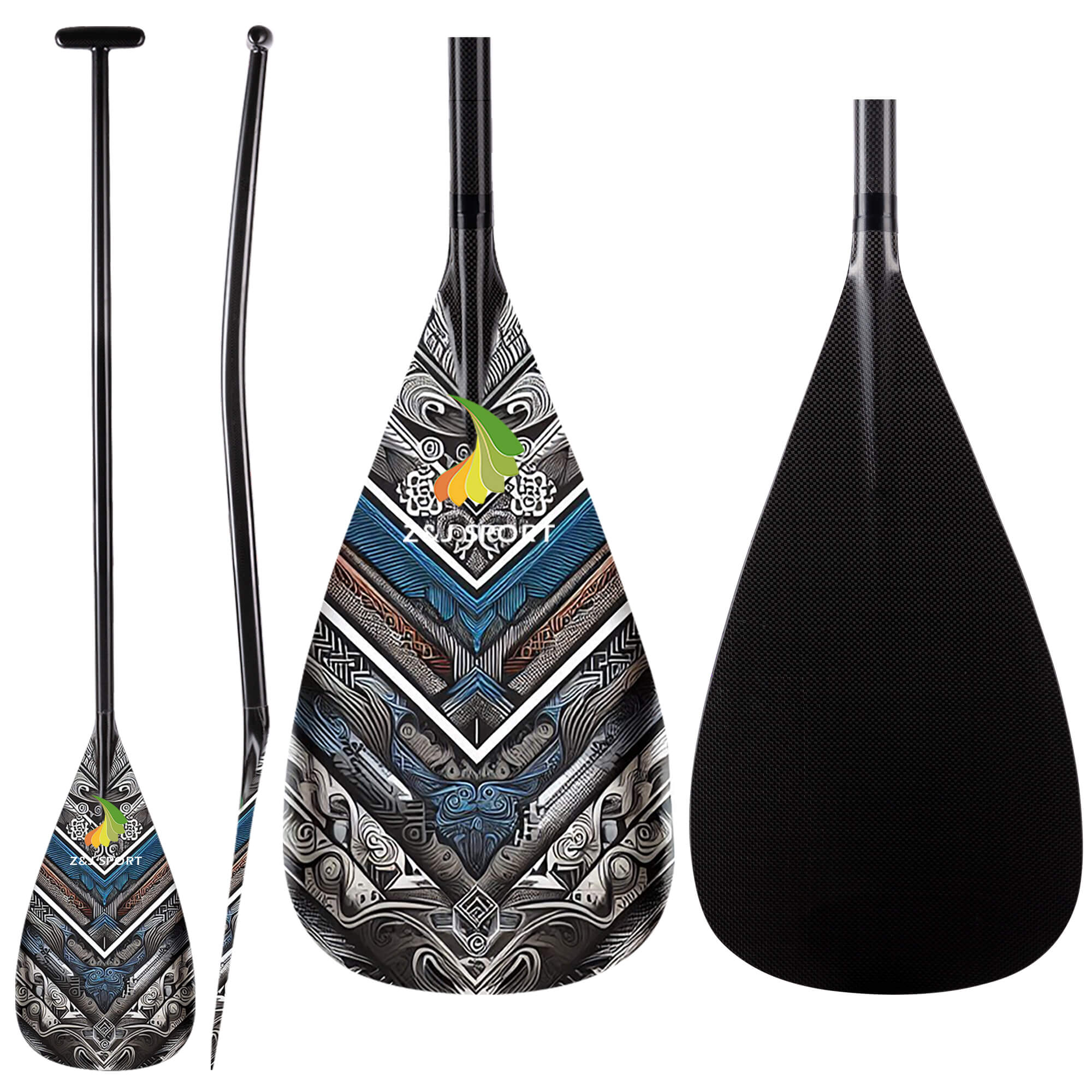 ZJ Full Carbon Outrigger Canoe Paddle for Va'a, Waka-ama, Vaka Graphic
